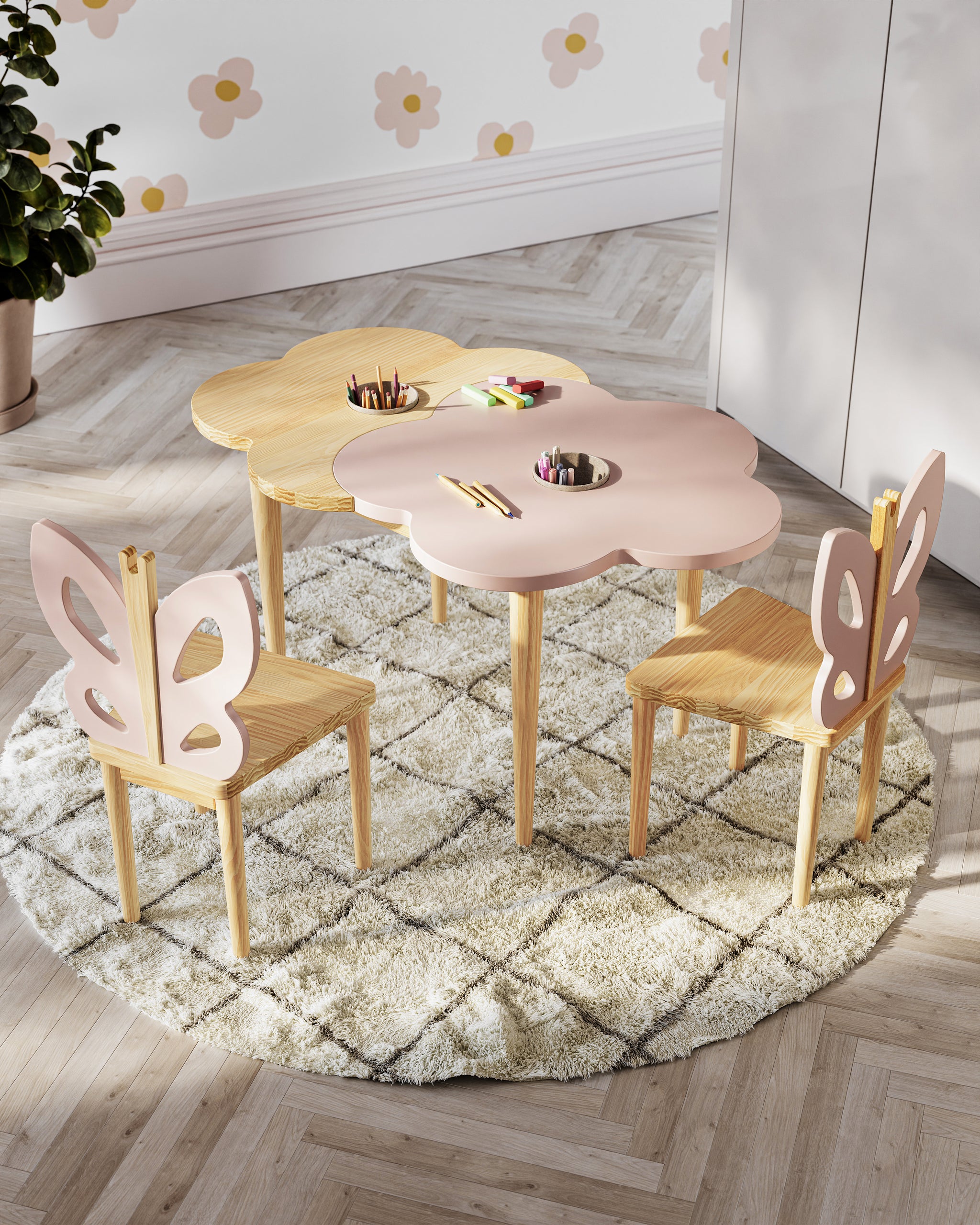 Flower and Butterfly Play Table and Chair Set | Nestig