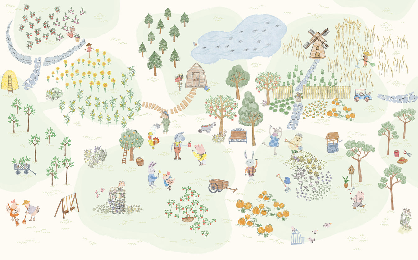 Friendly Farm Wall Mural | Nestig