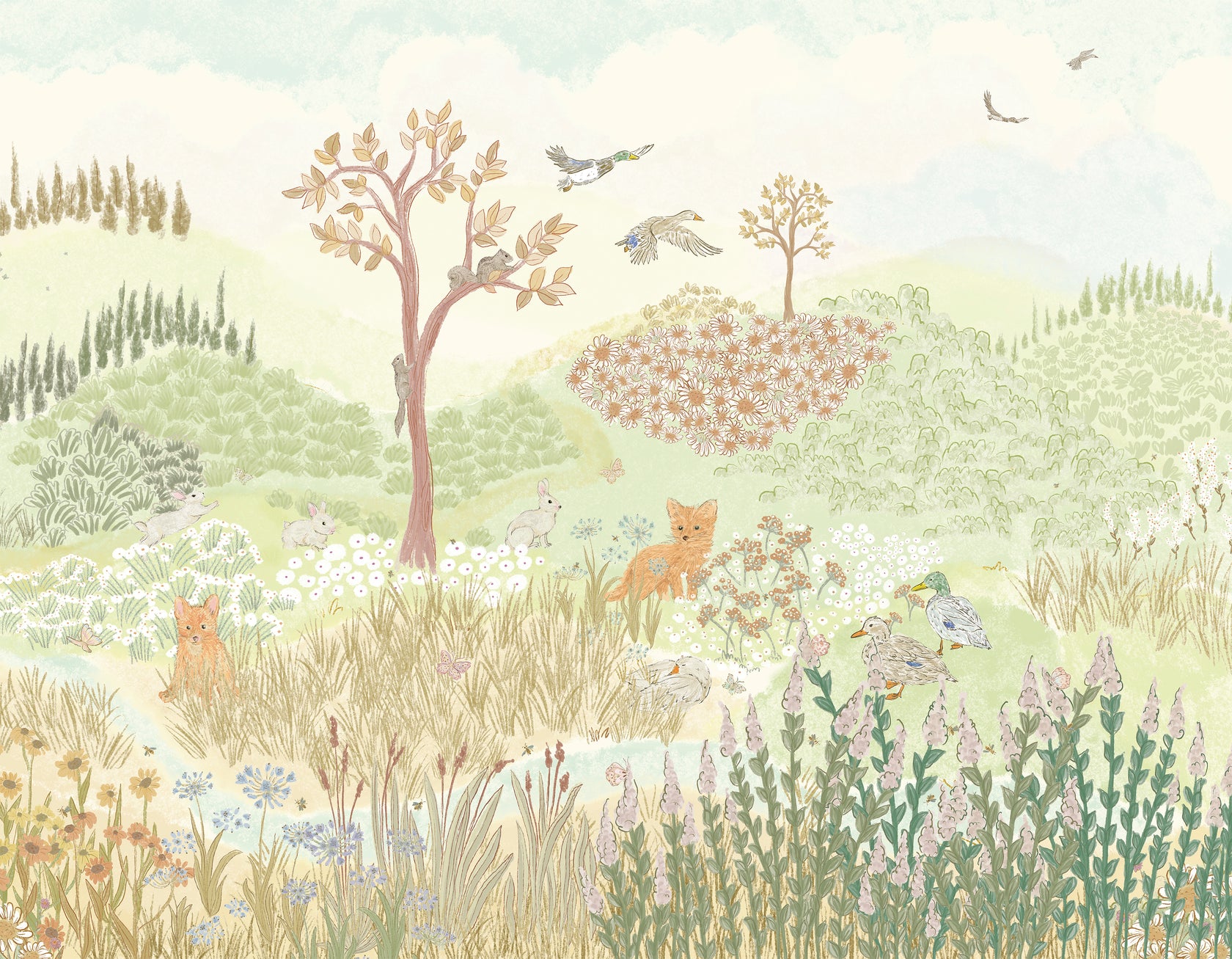 Rolling Meadow Wall Mural | Nestig