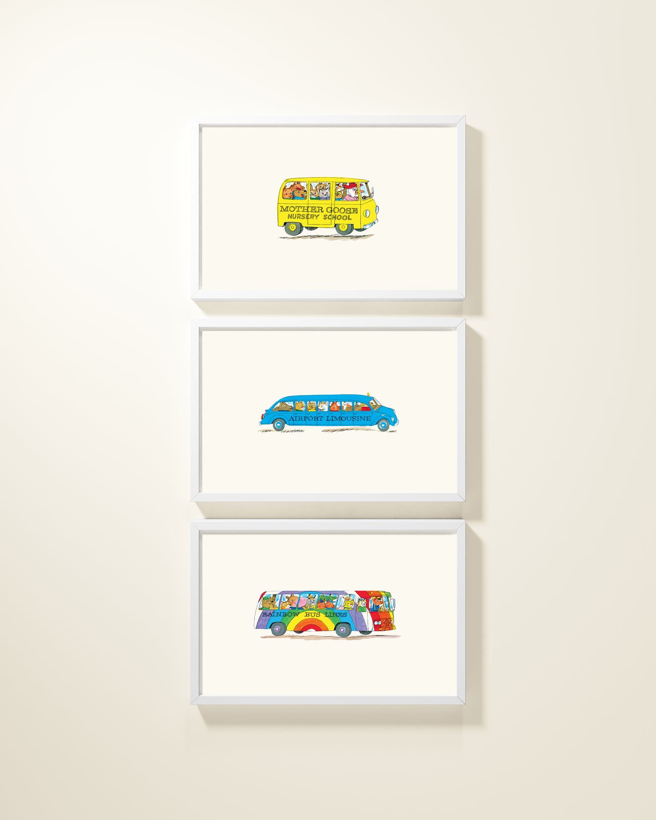 Busytown Buses Framed Wall Art Set | Richard Scarry x Nestig