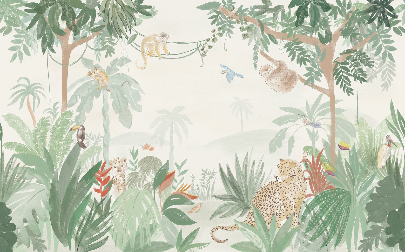 Jungle Morning Wall Mural | Nestig