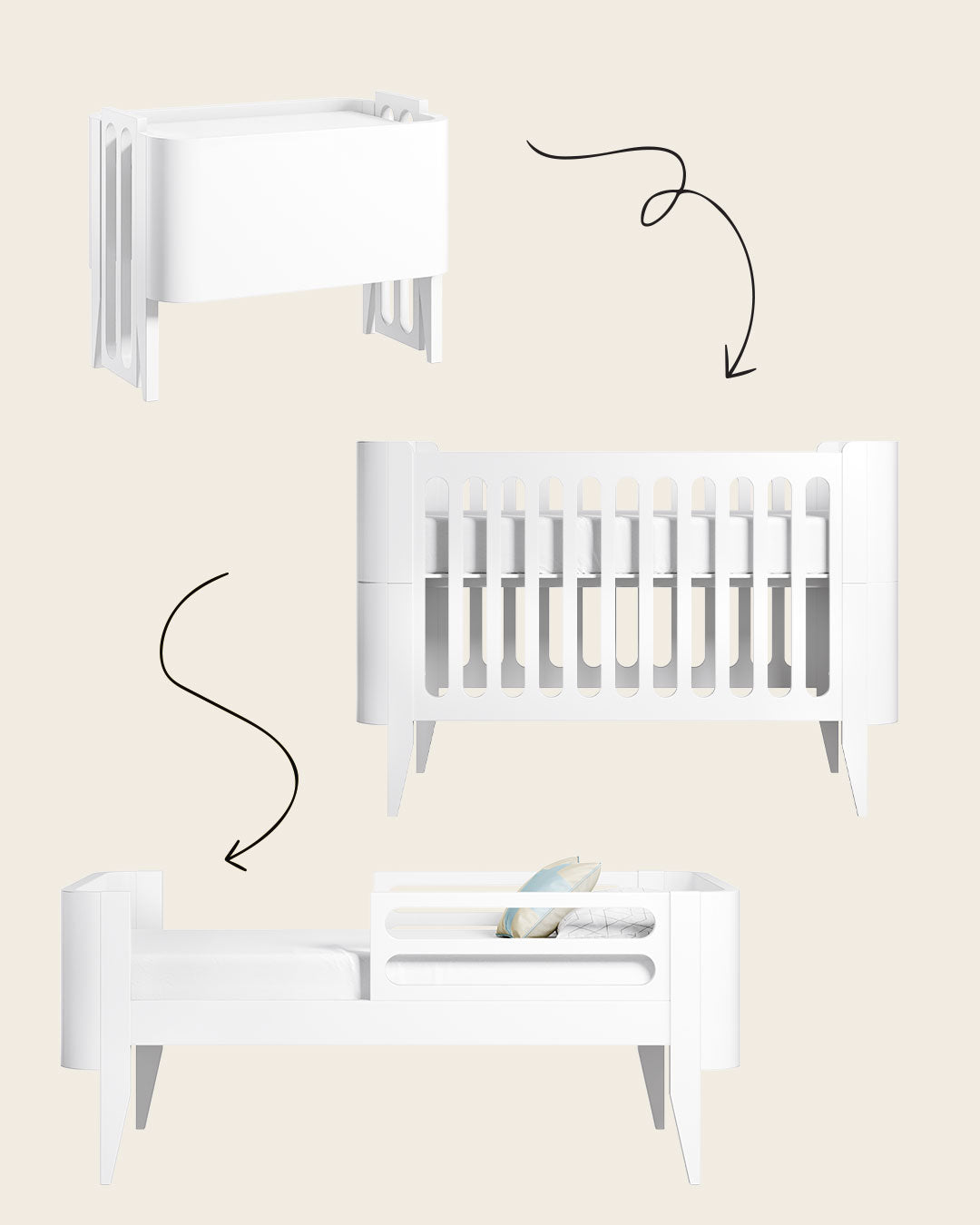Cribs | 3-in-1 Convertible Cribs | Nestig