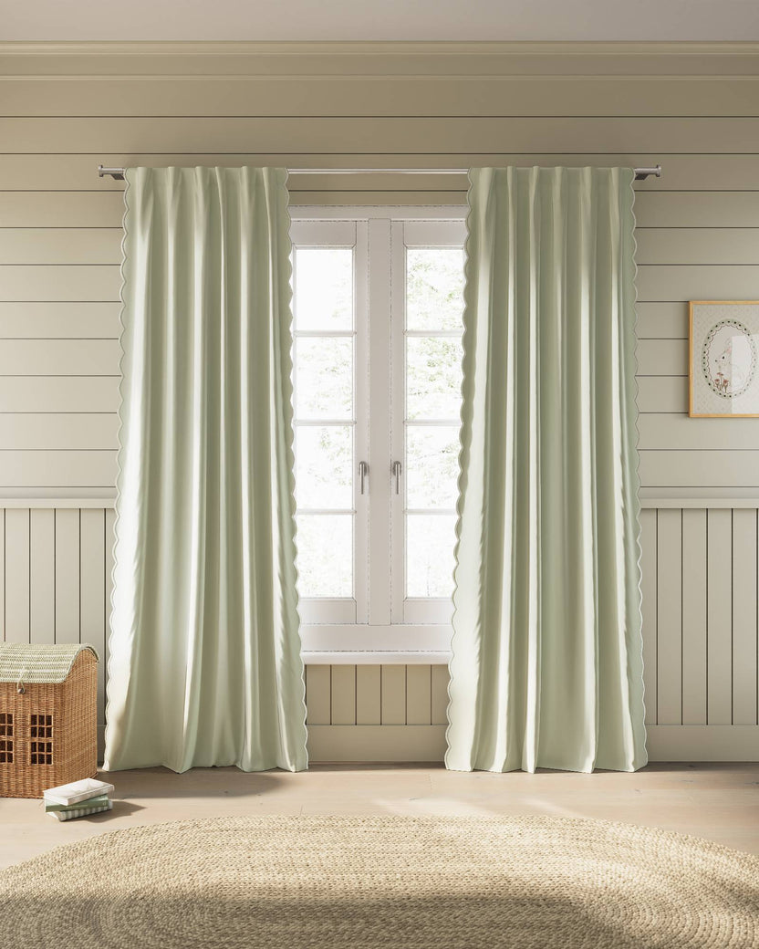 Scallop Embroidered Edge Blackout Curtain | Nestig