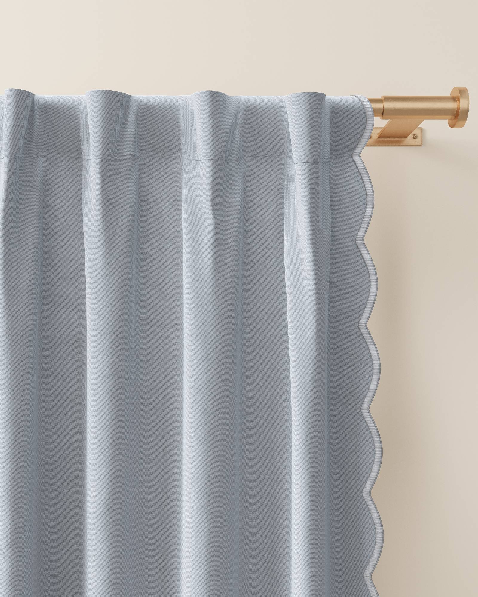 Scallop Embroidered Edge Blackout Curtain | Nestig