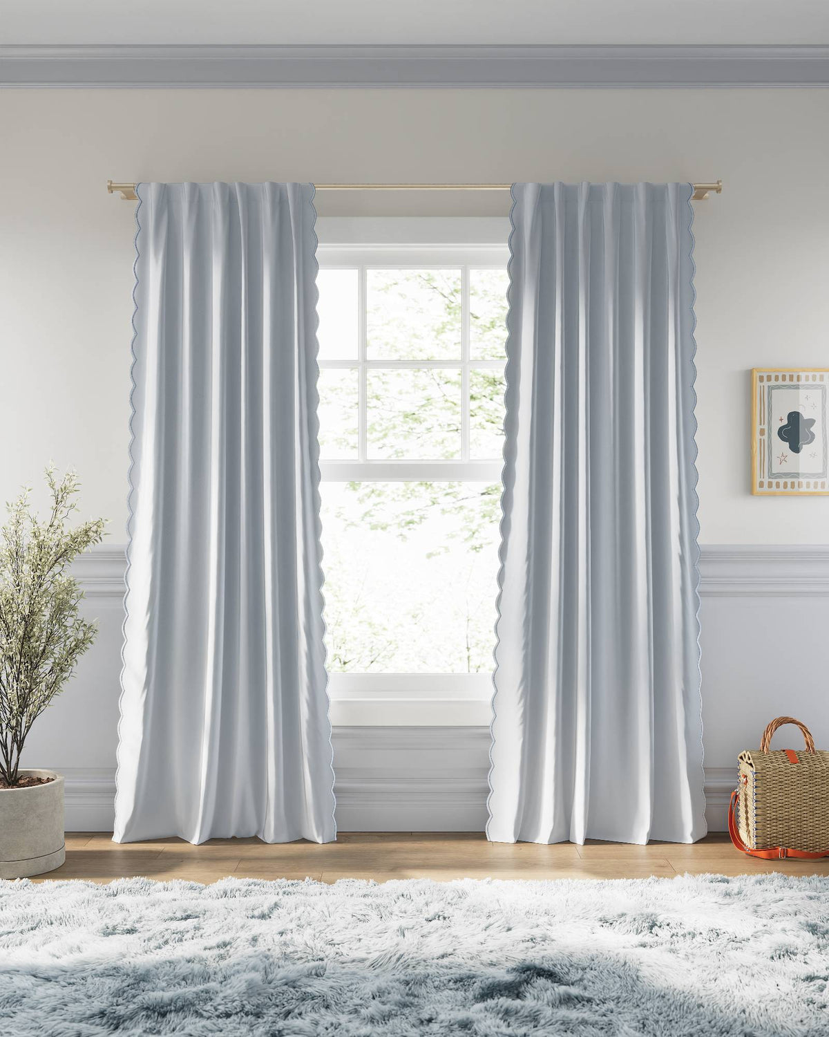 Scallop Embroidered Edge Blackout Curtain | Nestig