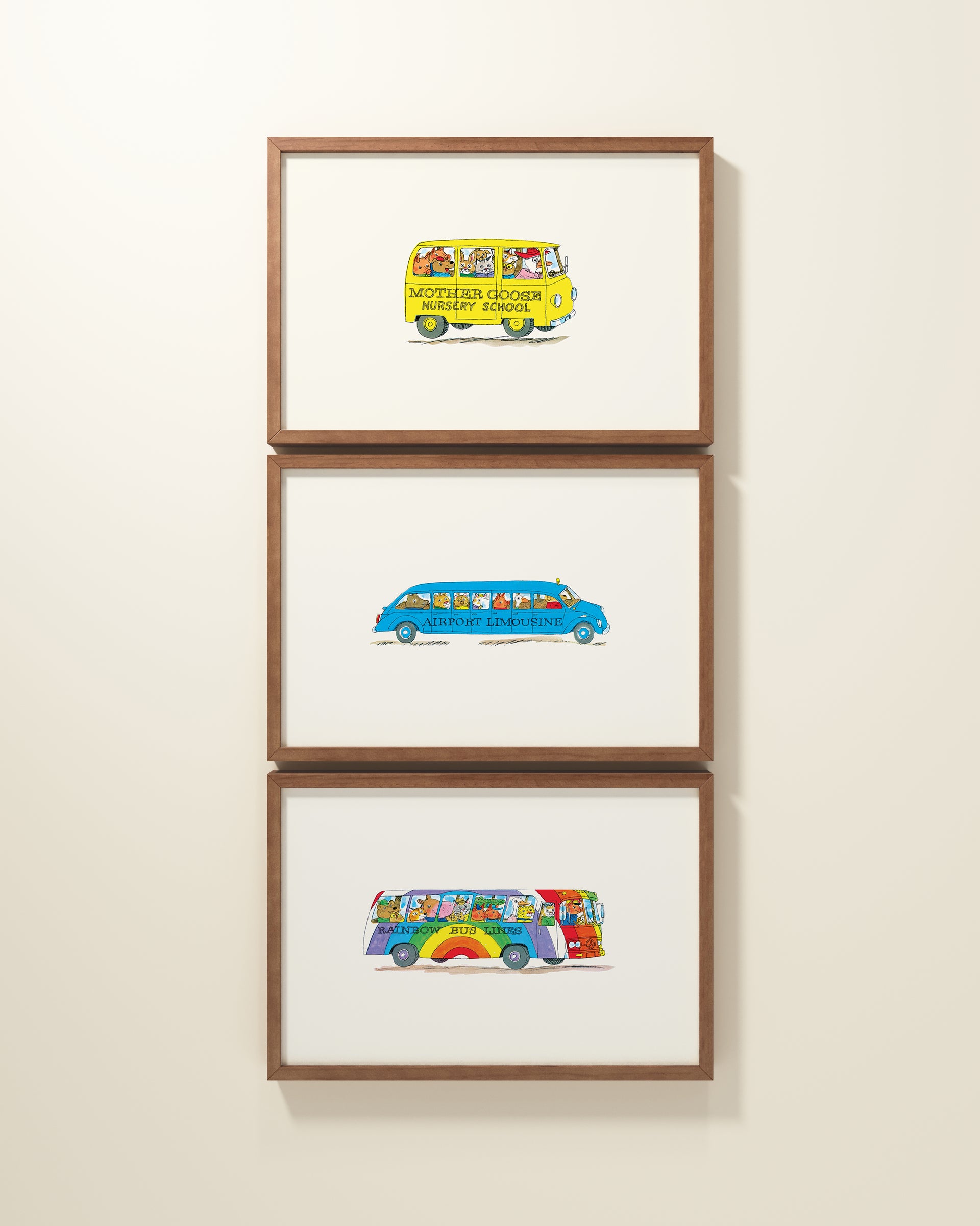 Busytown Buses Framed Wall Art Set | Richard Scarry x Nestig